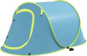 Outsunny Pop-up Kempingový Stan pro 2-3 Osoby, Přenosný, Voděodolný 2000 mm s Okénkem pro Kempování, Rybářství a Turistiku 245x148x105 cm Modrý | Aoso