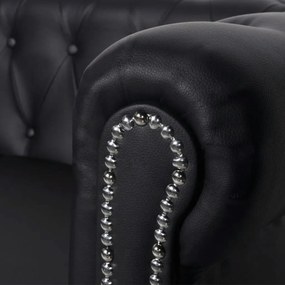 242370 vidaXL Chesterfield pohovka trojsedák umělá kůže černá