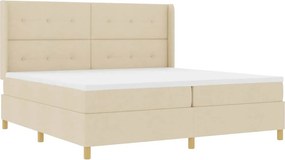 Postel s boxspringem s čelo Krémová 200 x 200 cm textil 3341859