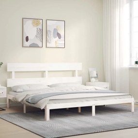 Postel bez matrace bílá 200 x 200 cm masivní borovice 3193552
