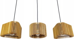 Moderní dubová lamelová závěsná lampa, sada trojitých lamp LTO3X20