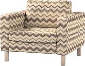 Potah na křeslo IKEA Karlstad, krátký barva béžová látka pletený vzor, vzorované