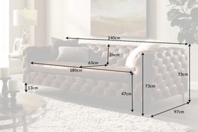 Designová sedačka Rococo 240 cm hnědá