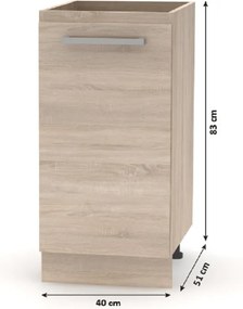 Kuchyňská linka 2,4 m, dub sonoma, NOVA PLUS
