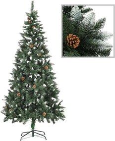 Umělý vánoční stromek s LED osvětlením a šiškami 210 cm 3077748