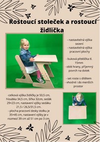 Česká výroba Rostoucí stoleček a rostoucí židlička