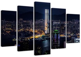 Obraz na plátně pětidílný Mrakodrapy Skyline City - 100x70 cm