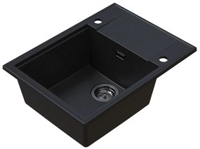 Sink Quality Sink55, kuchyňský granitový dřez 620x460x215 mm + grafitový sifon, grafitová, SKQ-SINK.G.1KKO.XB