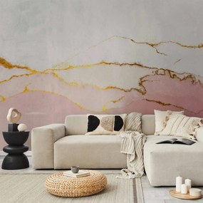 Fototapeta Nekonečno růžové - abstrakce s texturou mramoru se zlatem