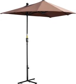 Outsunny terasový slunečník 200x190x240 cm s klikou, ocelovou tyčí a křížovou základnou, odolný proti UV záření pro terasu a balkon, káva