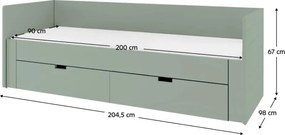 Rozkládací postel, šedozelená, 90/180x200, ANTONY Kondela 0000416624