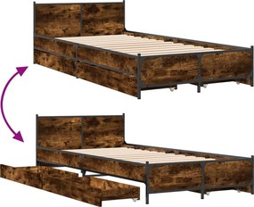 Rám postele se zásuvkami kouřový dub 75x190 cm kompozitní dřevo 3279974