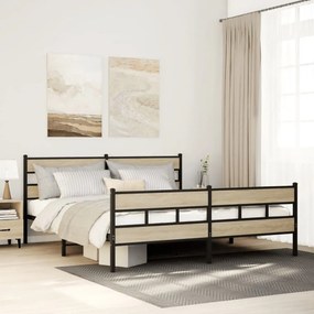 Kovový rám postele bez matrace dub sonoma 193 x 203 cm 3308474