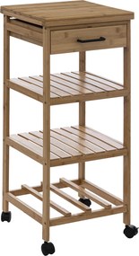 Kuchyňský regál na kolečkách LINHA se zásuvkou, bambusový