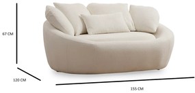 Atelier del Sofa 2-místná pohovka Midye - Love Seat, Krémová