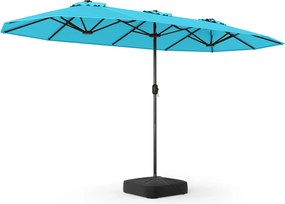 Costway Dvojitý slunečník se stojanem UPF 50+ tyrkysová – 400 × 200 cm
