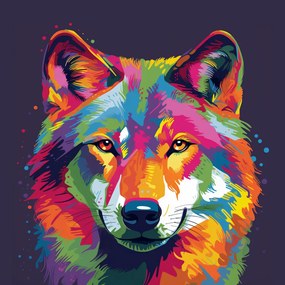 Plakát - Vlk Pop Art FeelHappy.cz Velikost plakátu: 60 x 60 cm