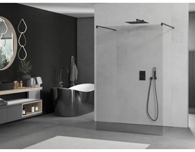 Mexen Kioto, sprchová zástěna Walk-In 135 x 200 cm, 8mm čiré sklo, černý profil, 800-135-002-70-00