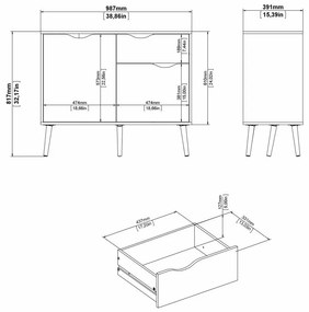 Tvilum Bílá komoda OSLO 75387 s 1 zásuvkou