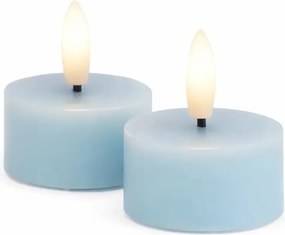 Sada LED čajové svíčky na baterie Sille Tealight, Ø 4,5 × 2,2 cm, modrá obloha, z pravého vosku, balení 2 ks