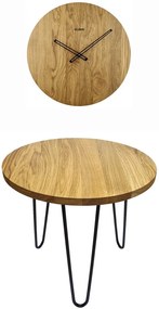 KUBRi 0600 - luxusní dubový stolek a nástěnné hodiny