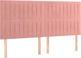 Box spring postel s matrací růžová 200x200 cm samet 3137988