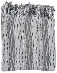 Šedý pruhovaný pléd z bavlny s třásněmi Verifié - 125*150 cm