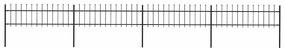 Zahradní plot s kopím nahoře ocelový 671 x 60 cm černý 277596