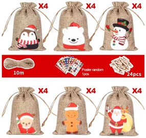 Adventní jutové pytlíčky - 24 ks (různé varianty) Varianta: Set G