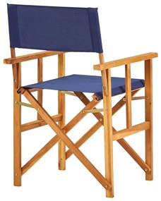 Režisérské židle 2 ks masivní akáciové dřevo modré - Default Title