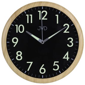 JVD Netikající tiché hodiny s luminiscenčními číslicemi v imitaci dřeva JVD HP301.2