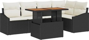Sada zahradních pohovek 6 ks Černá Poly ratan 3358574