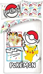 Ložní povlečení z mikrovlákna Pokémoni Pikachu a Meowth - 90 x 70 cm + 140 x 200 cm