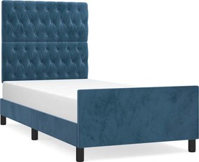 Rám postele bez matrace tmavě modrý 90x200 cm samet 3125920