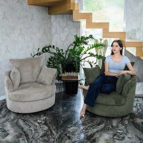 Relaxační otočné křeslo, tmavě zelená, SALTER