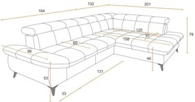 Rozkládací rohová sedací souprava do L MARANO pravá černá