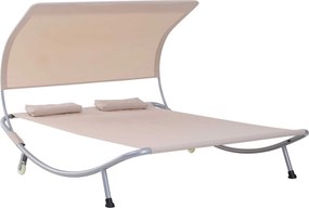 Outsunny Dvoumístné Zahradní Lehátko Moderní Design Nastavitelná Střecha 2 Kola 2 Polštáře Epoxidová Ocel Polyester Písek | Aosom