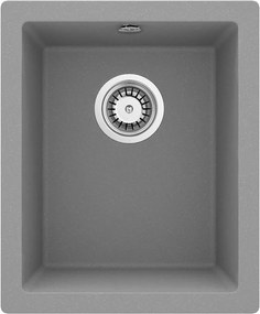 Deante Corda, granitový dřez pod desku 380x460x194 mm, 3,5" + prostorově úsporný sifon, 1-komorový, šedá, ZQA_S10B