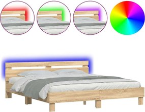 Rám postele s čelem a LED osvětlením dub sonoma 160 x 200 cm 3207534