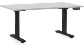Výškově nastavitelný stůl OfficeTech D, 120 x 80 cm, černá podnož, světle šedá