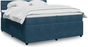 Box spring postel s matrací modrá 200 x 200 cm samet 3287846