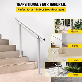 Venkovní zábradlí, 0,9 m, 86,4 cm Bílé na schody nastavitelné od 0 do 60 stupňů