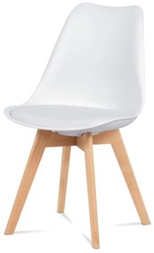 Autronic - Jídelní židle, plast bílý / koženka bílá / masiv buk - CT-752 WT