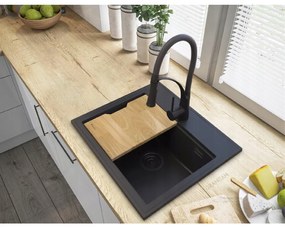 Gamma Modern 5055, 1-komorový granitový dřez 560x500x210 mm, černá, GMA-ZM-55-BK