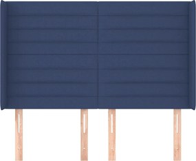 Čelo postele typu ušák modré 147x16x118/128 cm textil 3119724