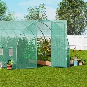 Walk-in tunelový skleník 5,9 × 2,95 × 2,26 m pozinkovaný rám PE kryt zelený