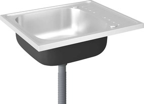 Kuchyňský dřez s odtokem stříbrný 600x500x155 mm nerezová ocel 147230