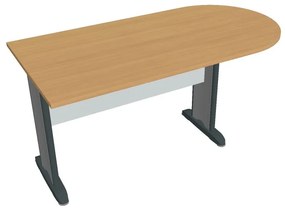 Stůl jednací oblouk 160 cm - Hobis Cross CP 1600 1 Dekor stolové desky: buk, Dekor lamino podnože: šedá, Barva nohou: černá