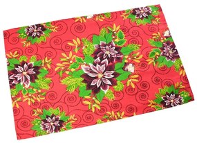 Cnm textil Bavlněná utěrka/napron červená s květy