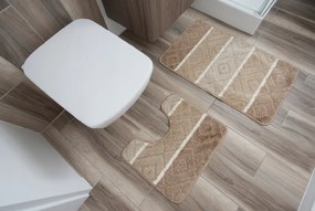 Koupelnové kusové koberečky geometrický vzor 2 kusy 50x80/40x50cm béžový